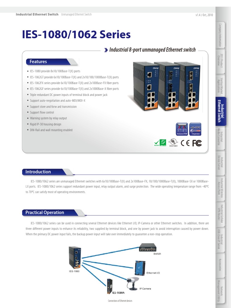 Datasheet IES-1080 IES-1062 Series v1.4 | PDF | Networking Standards ...