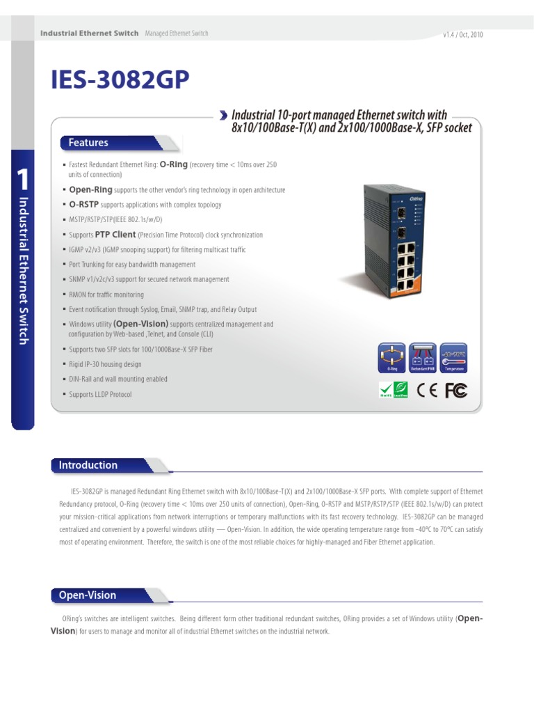 Datasheet IES-3082GP v1.4 | PDF | Network Switch | Ethernet