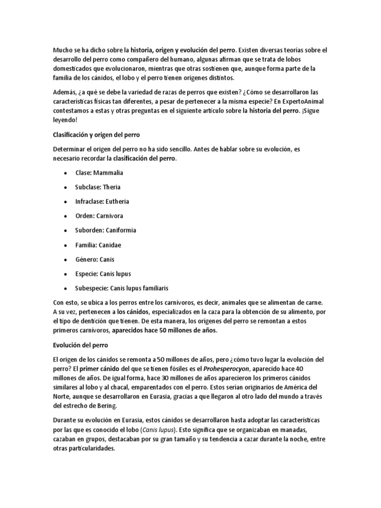 Historia de Los Perros | PDF | Perros | Organismos
