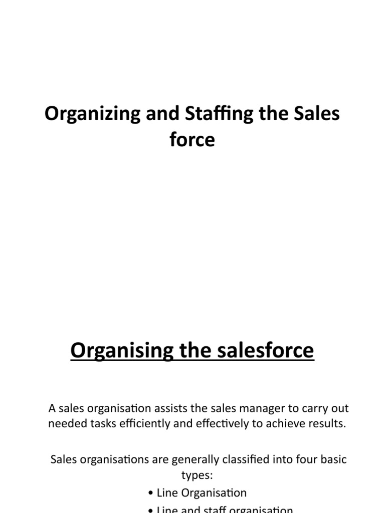 Organizing and Staffing The Sales Force | PDF | Career & Growth