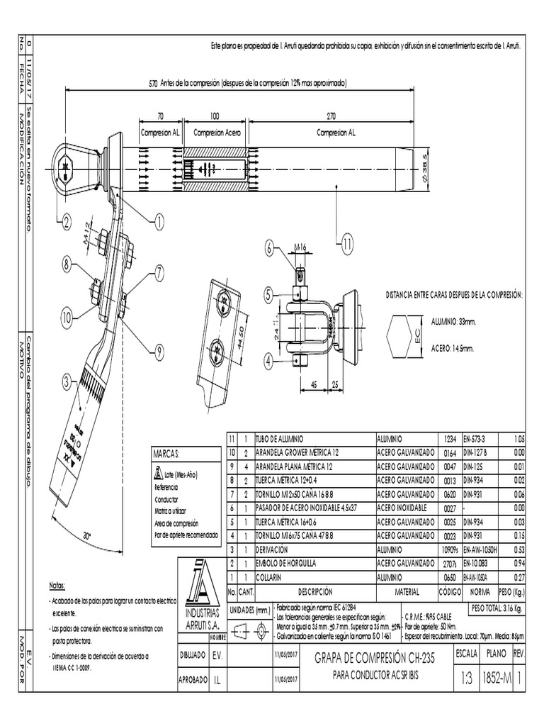 Grapa de Compresión CH-235 ACSR IBIS | PDF | Tornillo | Procesos ...