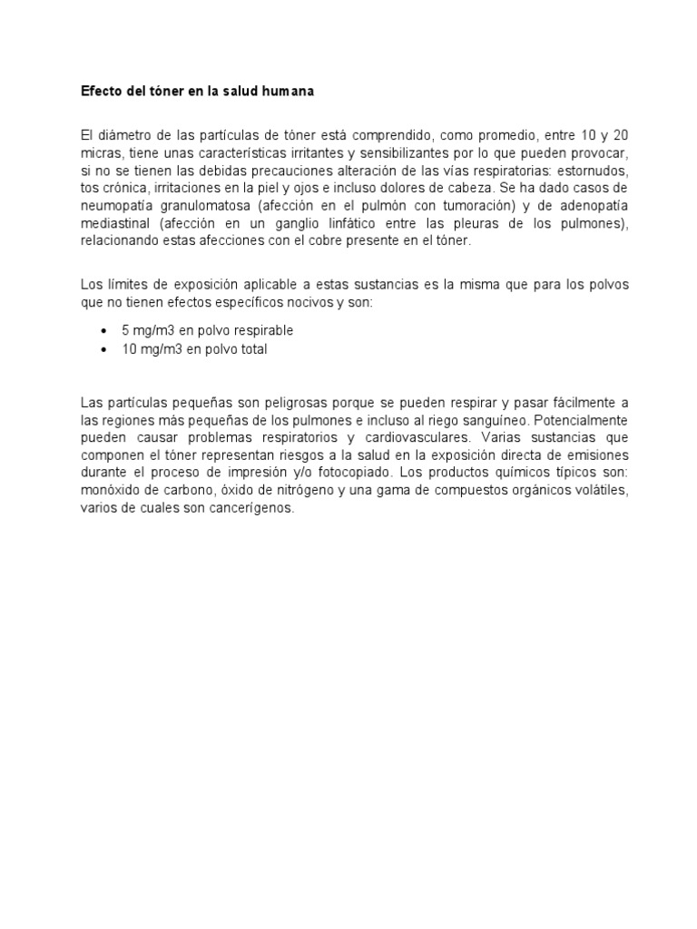 Efectos del tóner en la salud humana | PDF | Relaciones personales ...
