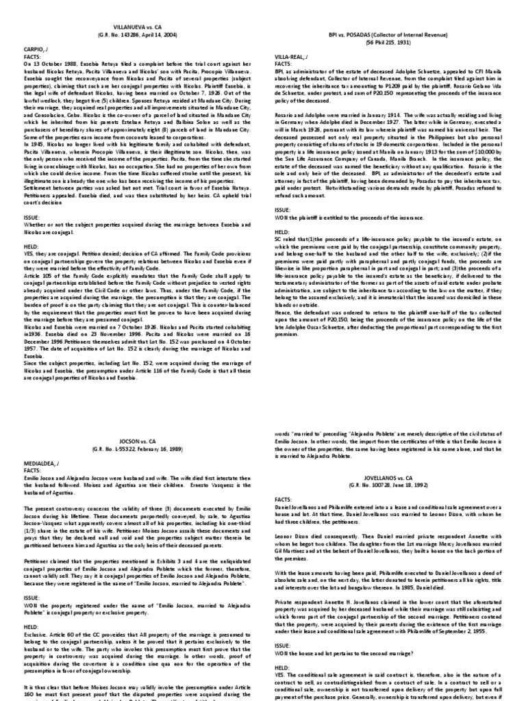 PFR Cases From CPG | PDF | Life Insurance | Marriage