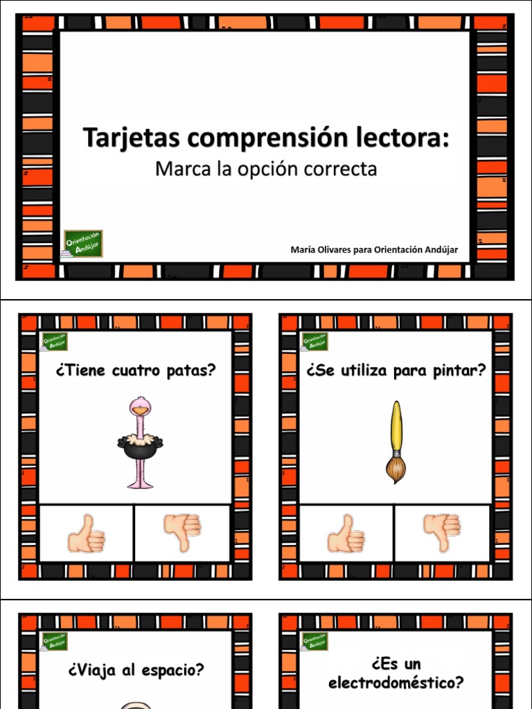 Tarjetas Comprension Lectora PDF | PDF