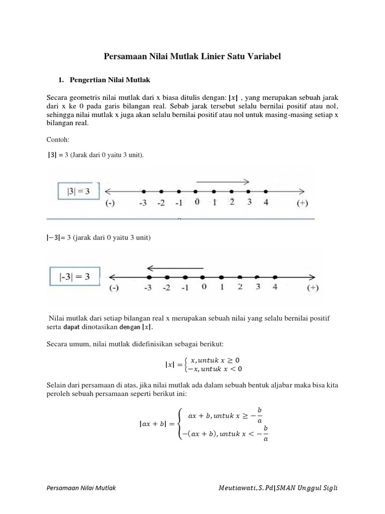 Persamaan Nilai Mutlak Satu Variabel | PDF | Metode & Bahan Ajar