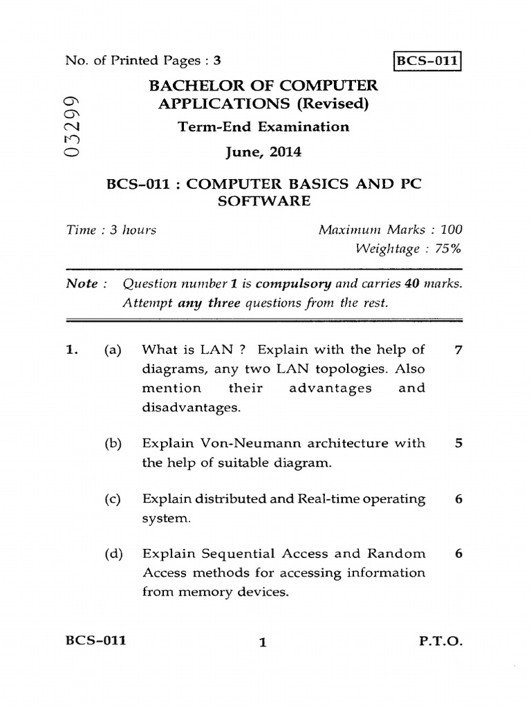 BCS 011 June 2014 PDF | PDF | Computer Data Storage | Hard Disk Drive