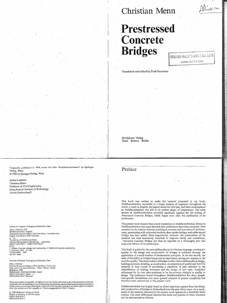 (Christian Menn) Prestressed Concrete Bridges (B-Ok - Xyz) PDF | PDF