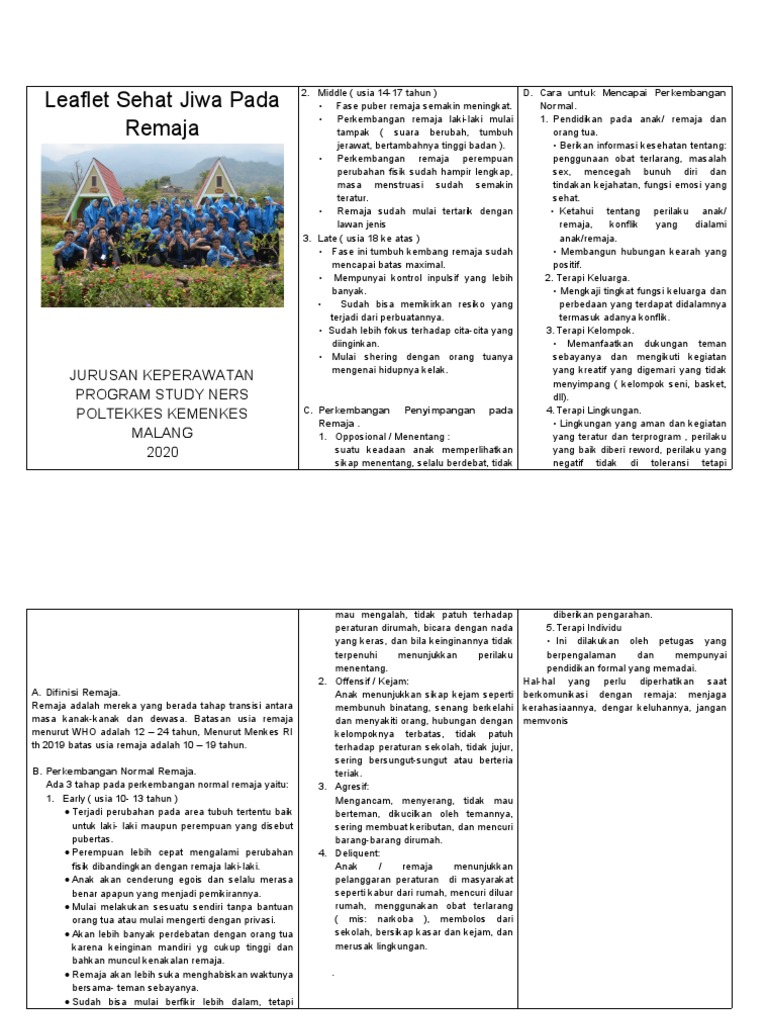 Leaflet Sehat Jiwa Pada Remaja | PDF