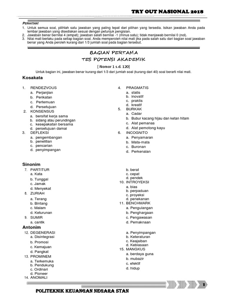 Try Out Nasional 2018 | PDF