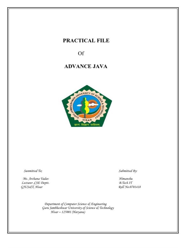 Advance Java Practical File Pdf