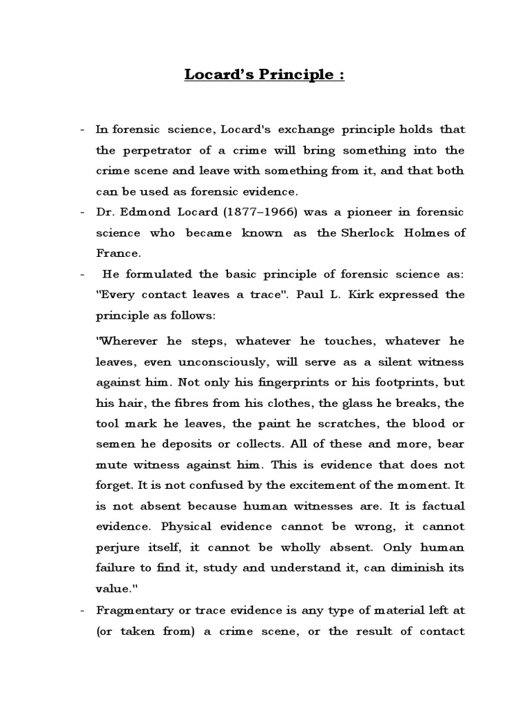 Understanding Locard's Exchange Principle | PDF