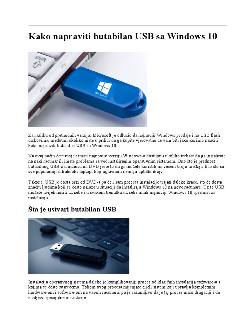 Kako Napraviti Butabilan USB Sa Windows 10 | PDF