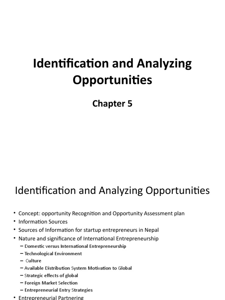 Identification and Analyzing Opportunities | PDF | Entrepreneurship ...