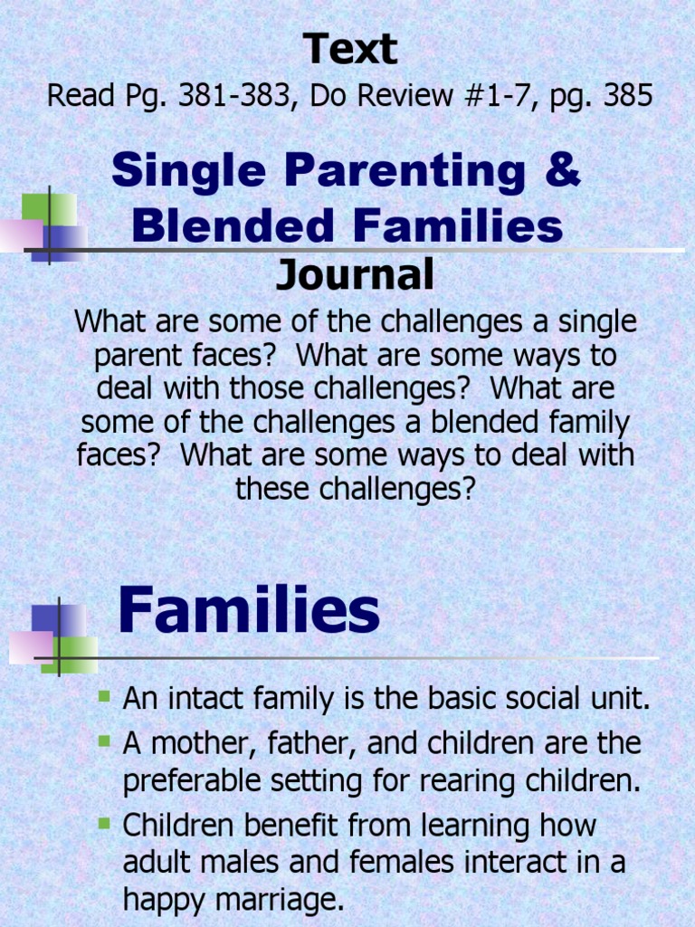 Single Parenting & Blended Families | PDF | Stepfamily | Family