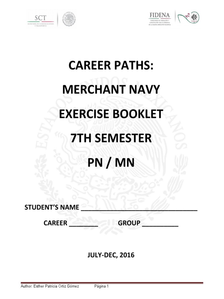 Career Paths: Merchant Navy Exercise Booklet 7Th Semester PN / MN | PDF ...
