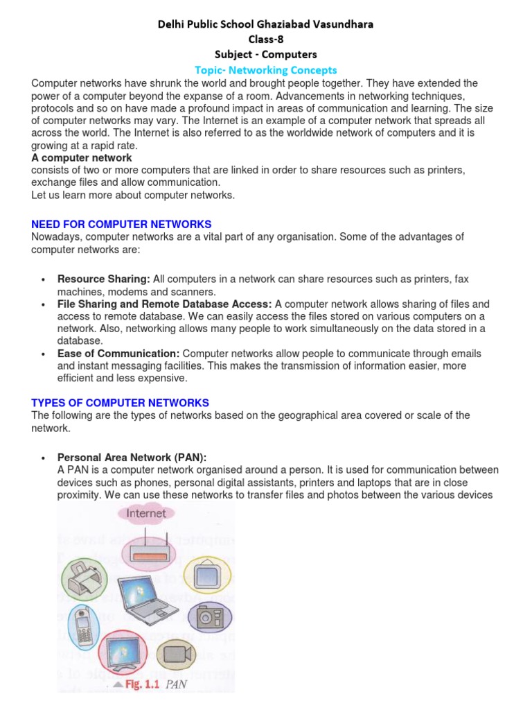 Class 8 Networking Concepts Part-1 PDF | PDF | Network Topology ...