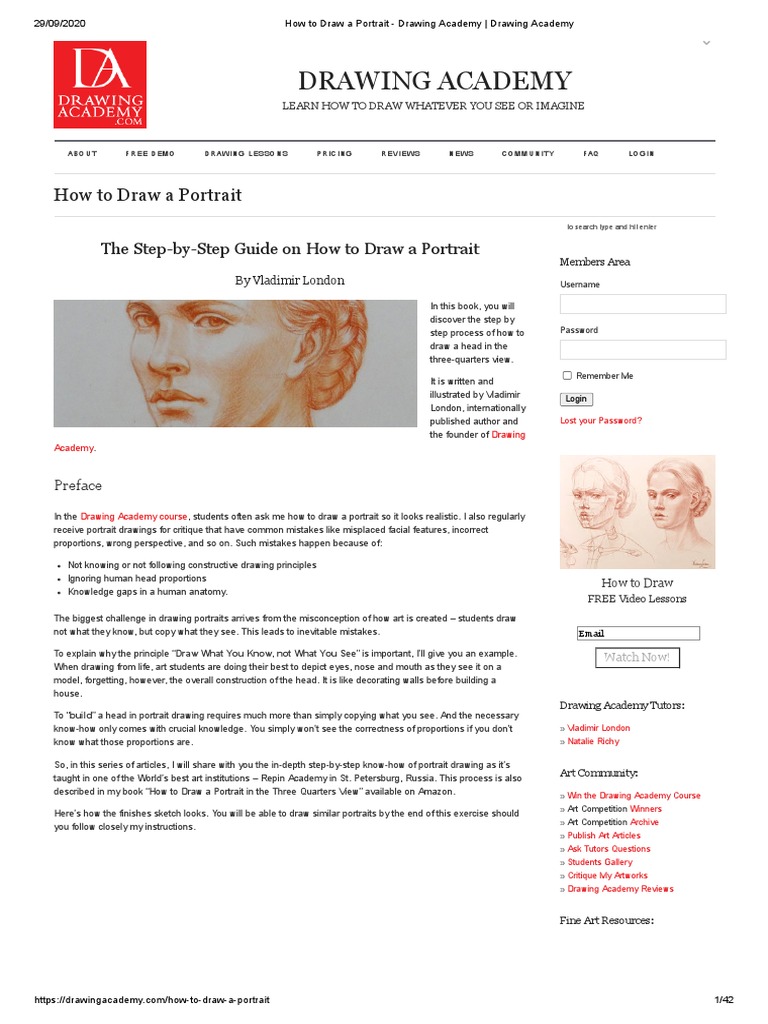How To Draw A Portrait Drawing Academy Drawing Academy Pdf Pdf