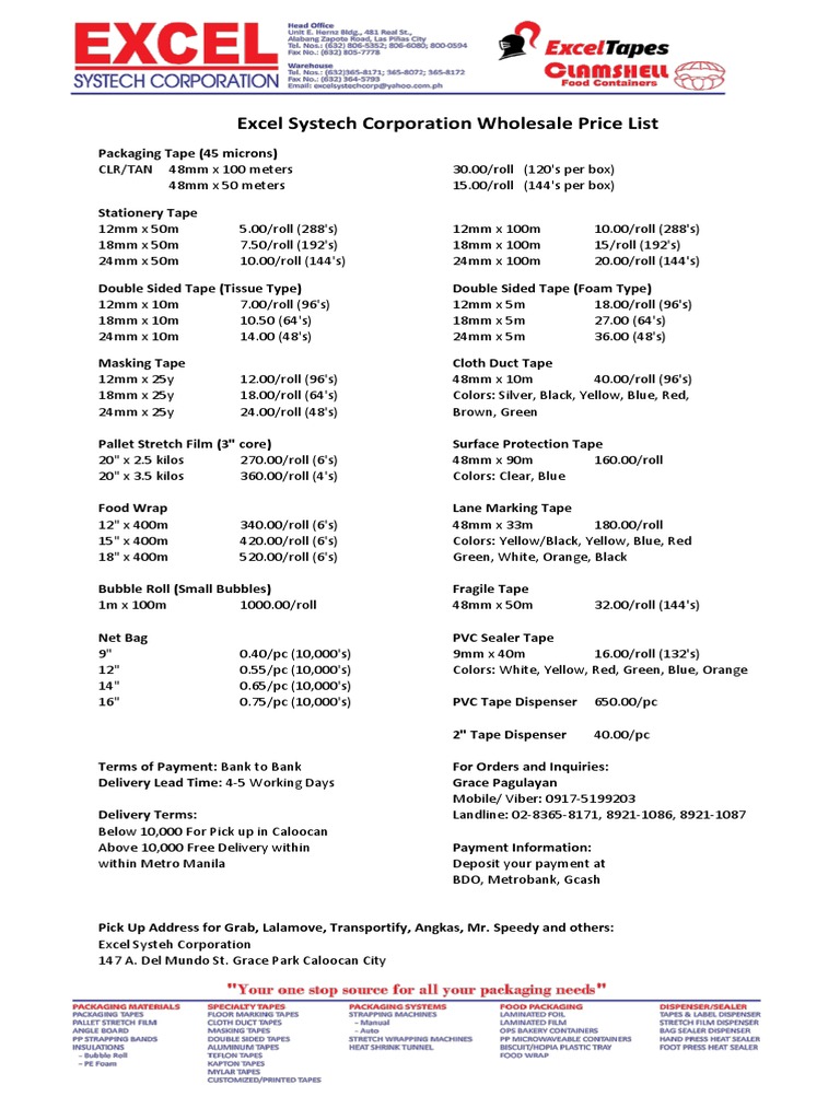 Excel Systech Corporation Wholesale Price List | PDF | Business | Nature