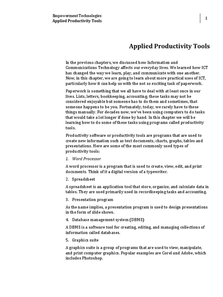 Quarter 1 W4 - Office Productivity Tools PDF | PDF | Spreadsheet | Formula
