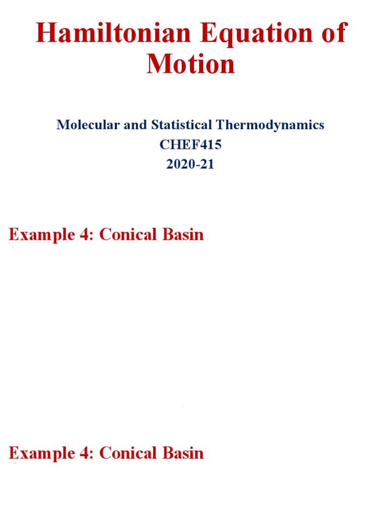 Hamiltonian Equation of Motion: Molecular and Statistical ...