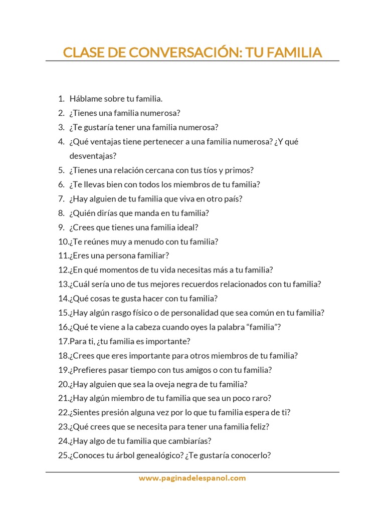 Clases de Conversación Tu Familia | PDF