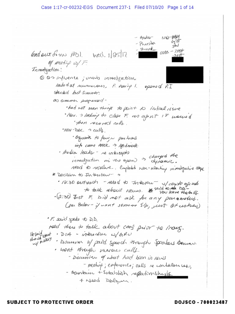 D&A: 24012017 FBI & OSC Notes. General Michael Flynn | PDF