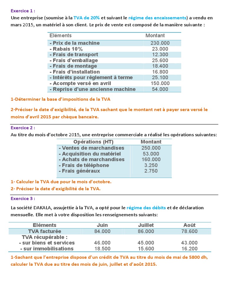 Exercice TVA | PDF | Taxe sur la valeur ajoutée | Facture