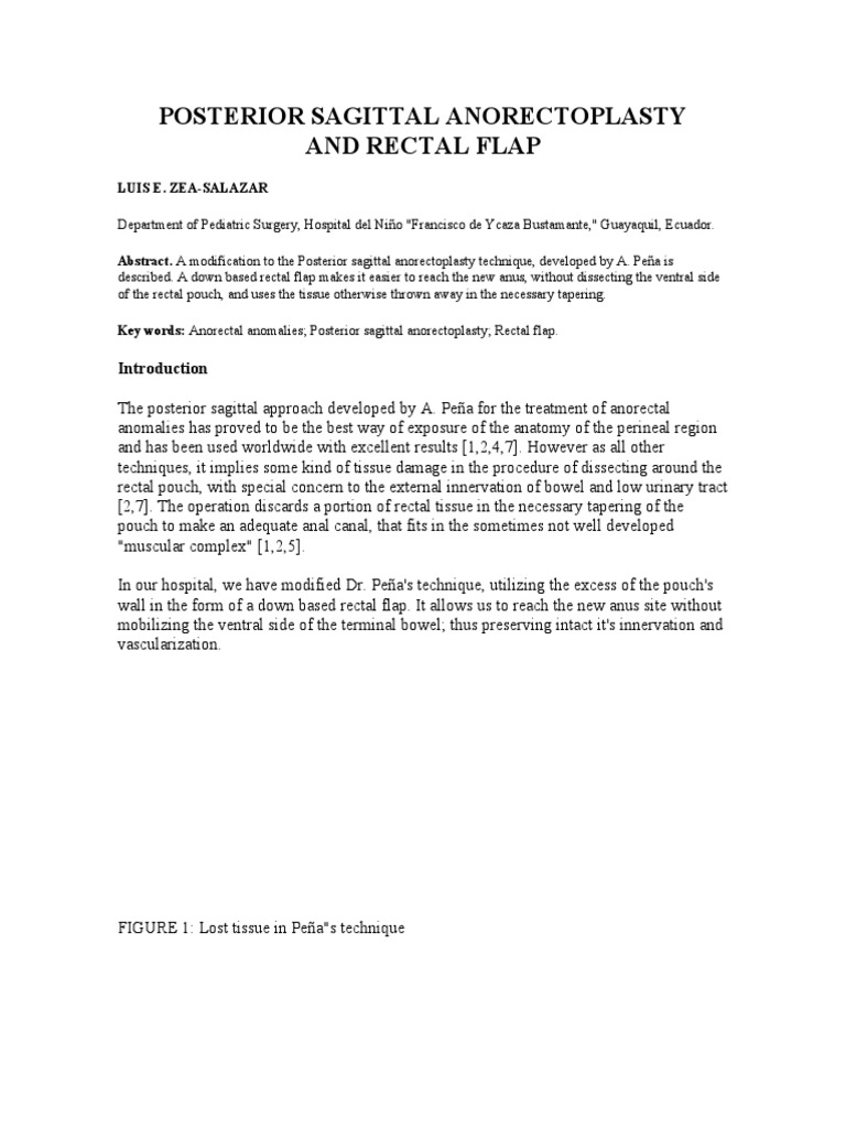 Posterior Sagittal Anorectoplasty and Rectal Flap: Luis E. Zea-Salazar ...