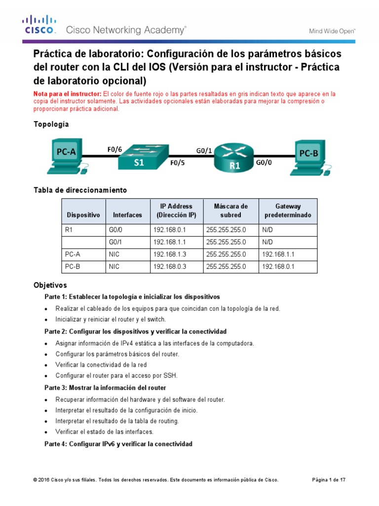1.1.4.6 Lab - Configuring Basic Router Settings With IOS CLI - ILM | PDF | Enrutador ...