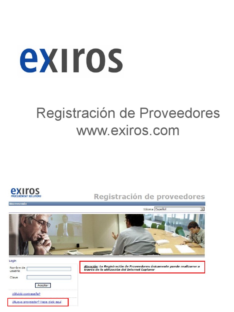 Registro de Proveedores en Exiros - PPSX | PDF | Contraseña | Información