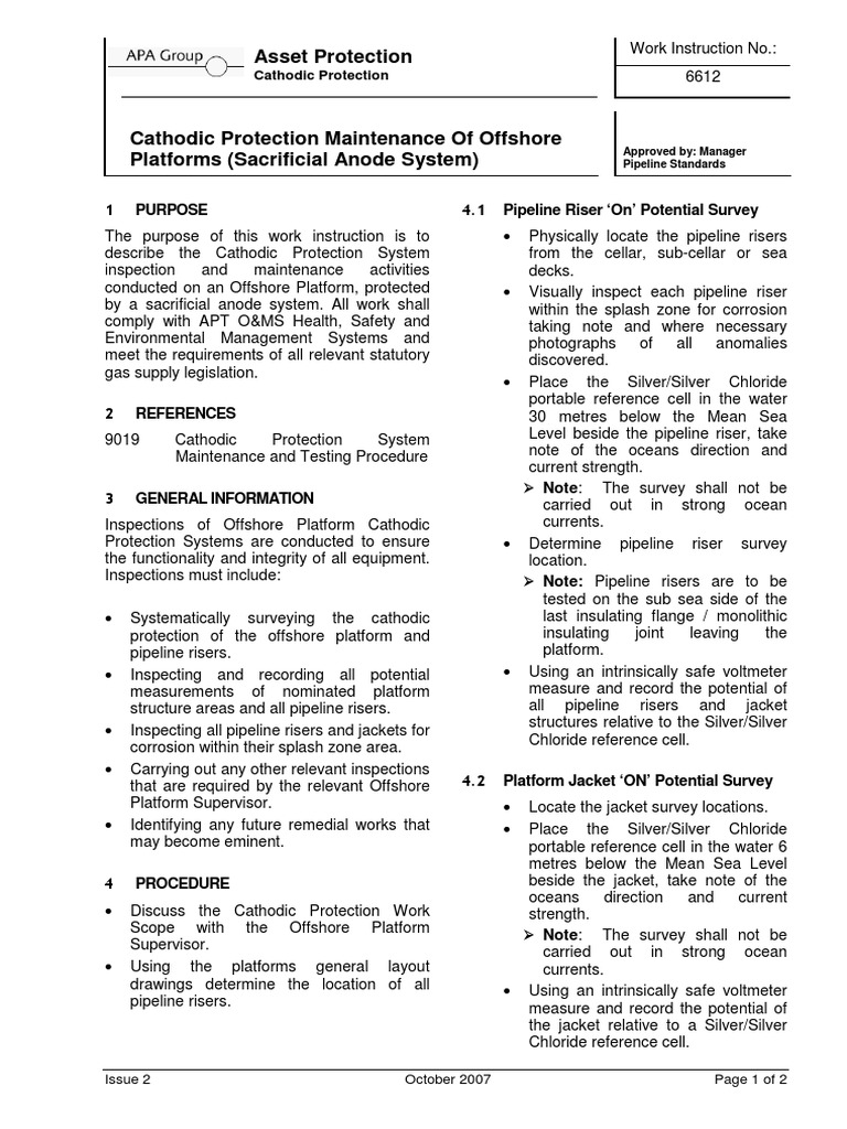 6612 Issue 2 Offshore Sacrificial Anode System | PDF | Pipeline ...