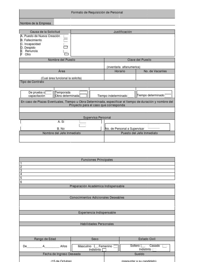 Ejemplo de Requisicion de Personal | PDF