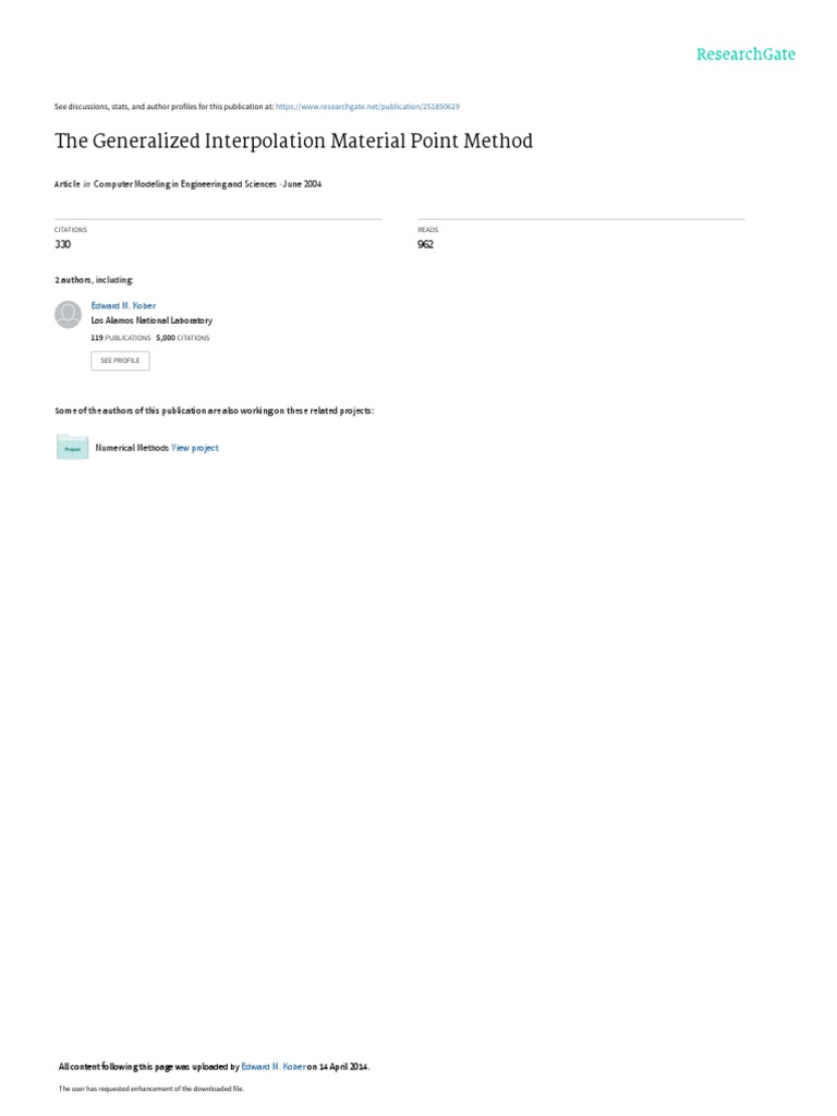 The Generalized Interpolation Material Point Metho | PDF | Continuum Mechanics | Finite Element ...