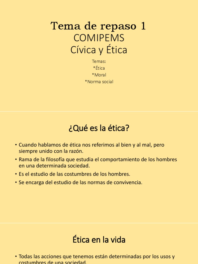 Formación Cívica COMIPEMS Temas de Repaso 1 PDF | PDF | Moralidad | Libertad