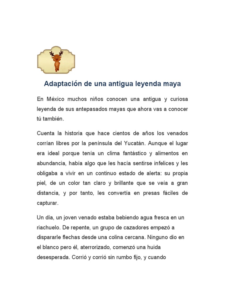 Leyenda maya del venado asustado | PDF | Ciencias sociales