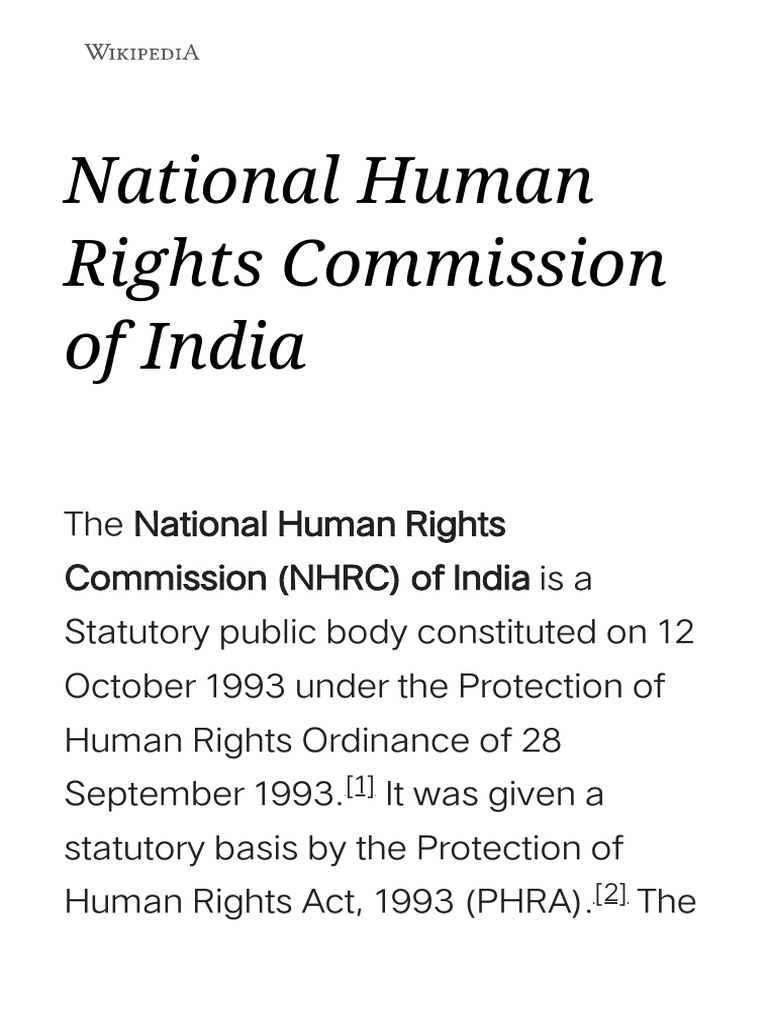 National Human Rights Commission of India - Wikipedia PDF | PDF | Applied Ethics | Public Law