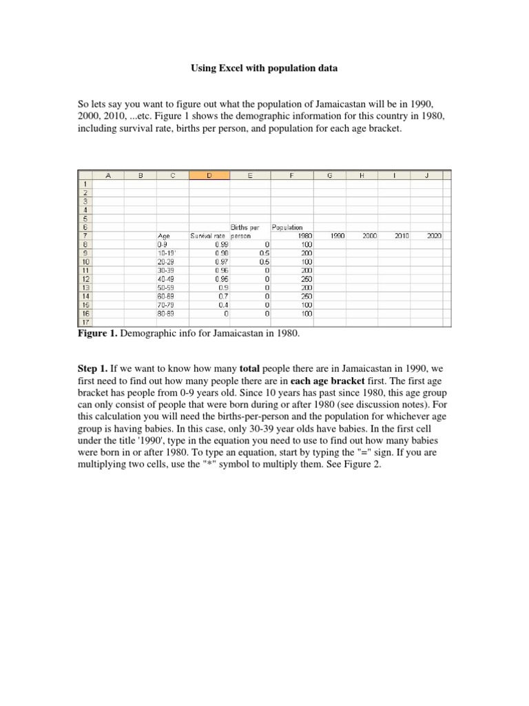 Excel Guide for Population Projections | PDF | Bracket | Microsoft Excel
