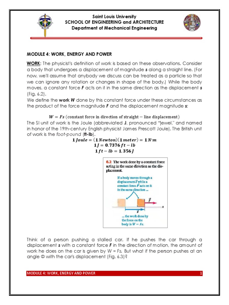 Module 4 Work Energy Power | PDF | Power (Physics) | Spacetime