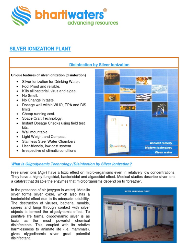 Silver Ionization Plant Catalogoue | PDF | Ion | Disinfectant