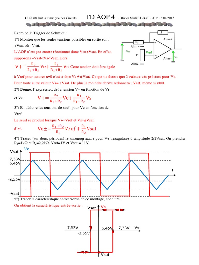 Exercices Corrigés AOP et Multivibrateurs | PDF | Tension électrique ...