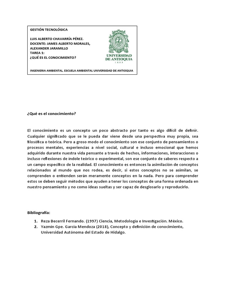 Definición y Conceptos del Conocimiento | PDF | Filosofía
