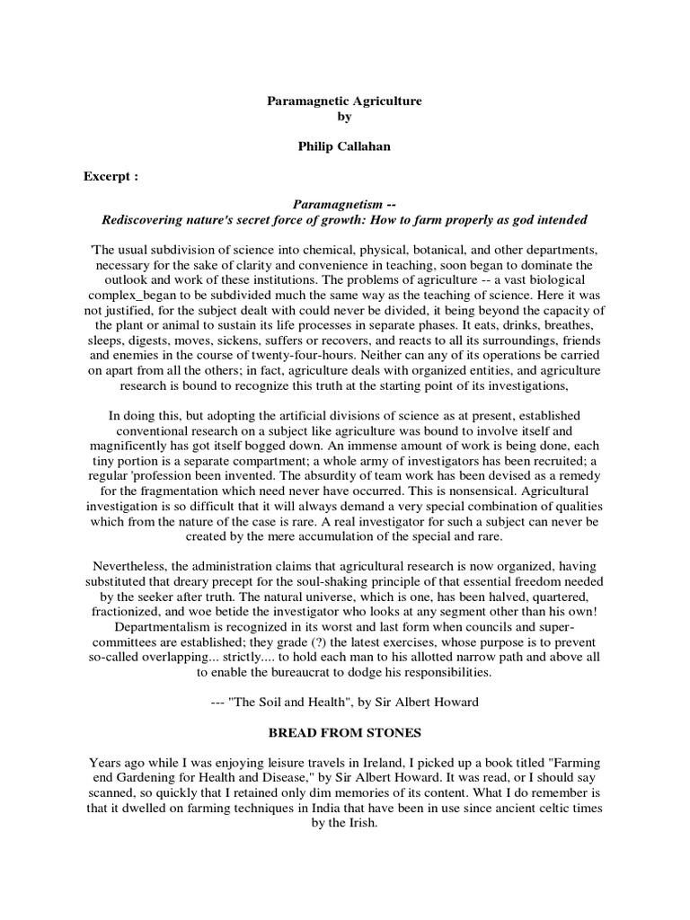 Paramagnetic Agriculture by Philip Callahan | PDF | Rock (Geology ...