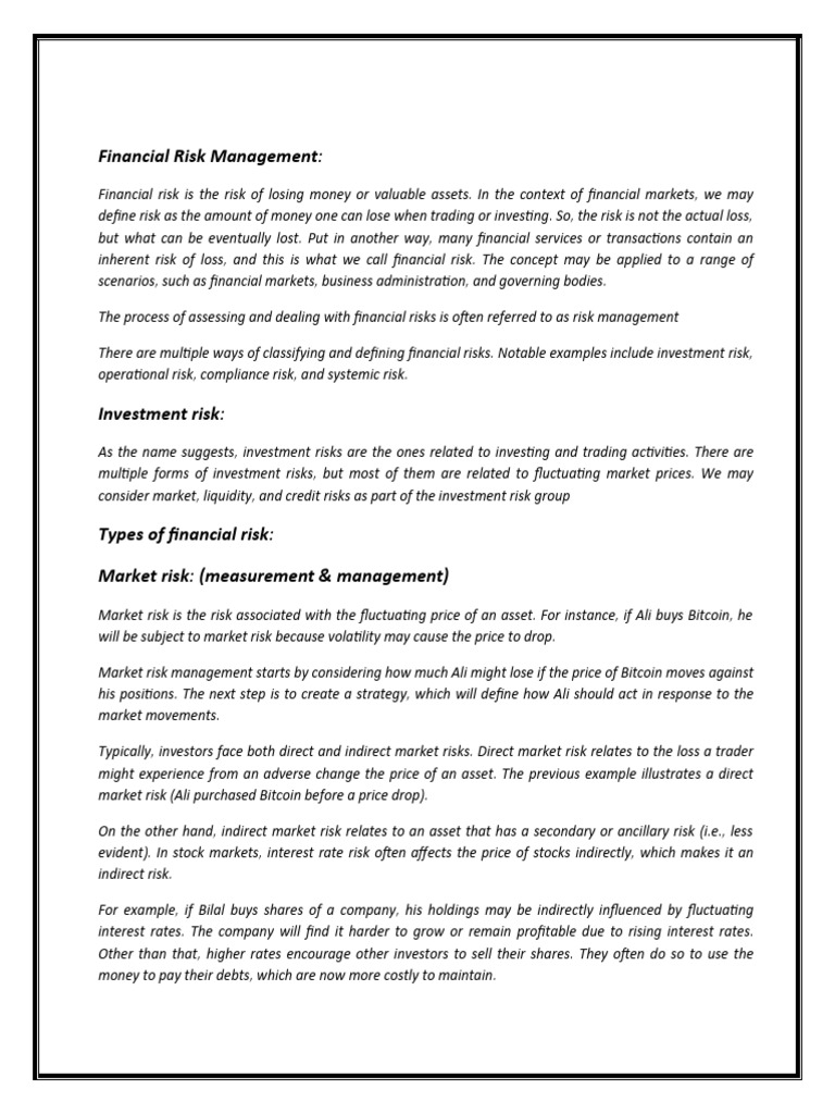 Financial Risk Managment and Its Types | PDF | Financial Risk | Credit Risk
