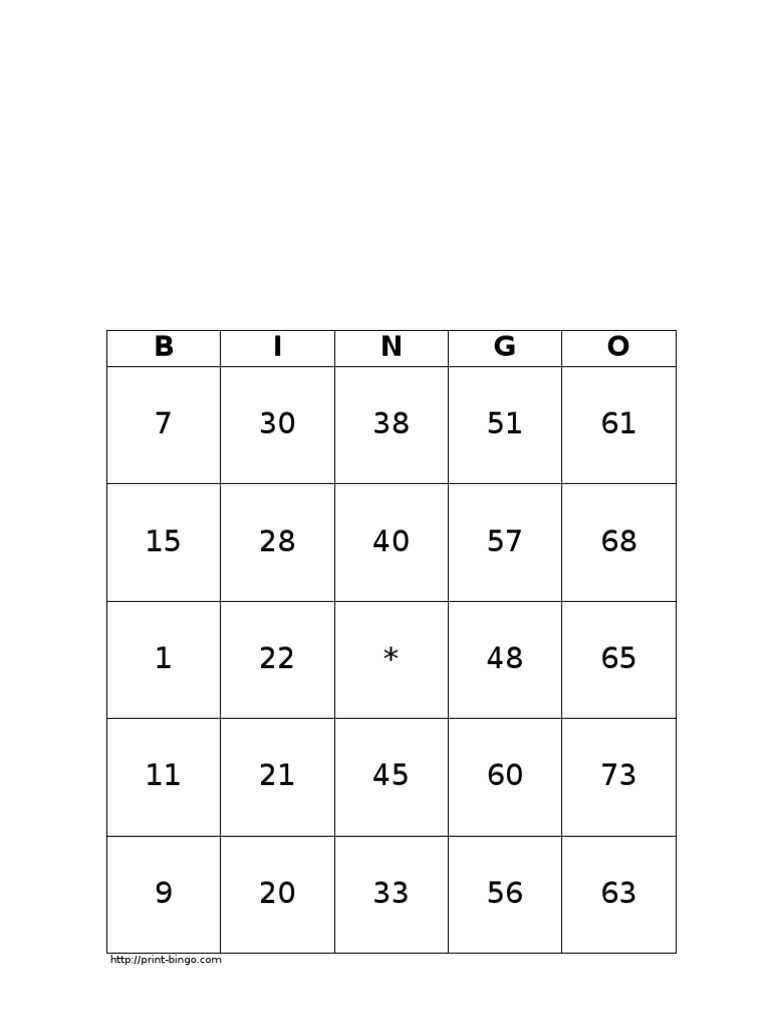 Bingo Card Number Combinations | PDF