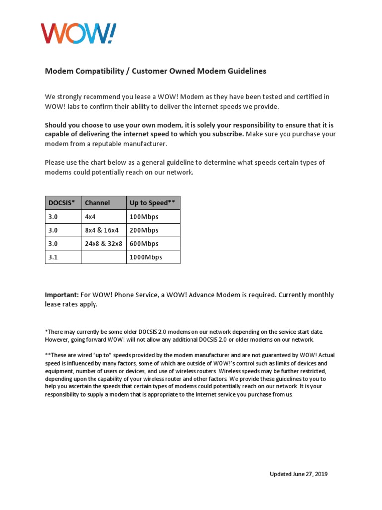 Modem Compatibility List | PDF
