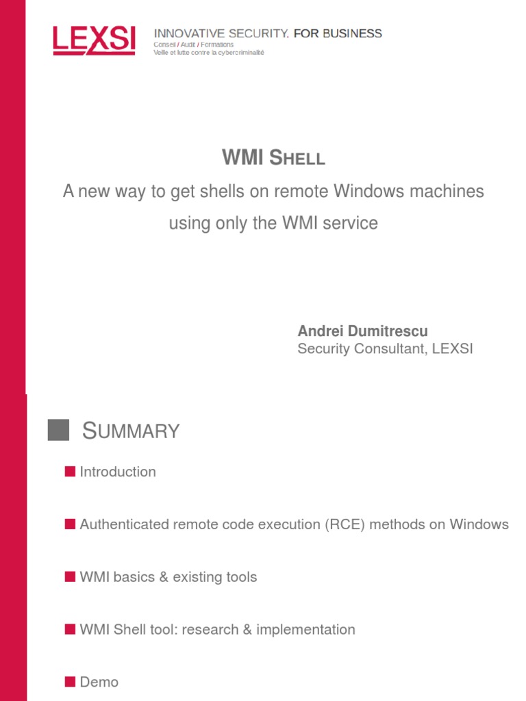 Wmi Shell Andrei Dumitrescu PDF | PDF | Shell (Computing) | Superuser