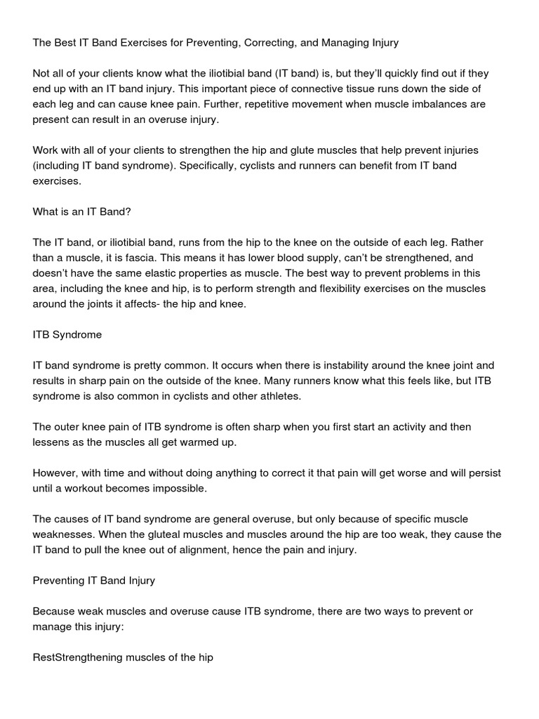 Exercises For IT Band Syndrome | PDF | Knee | Hip