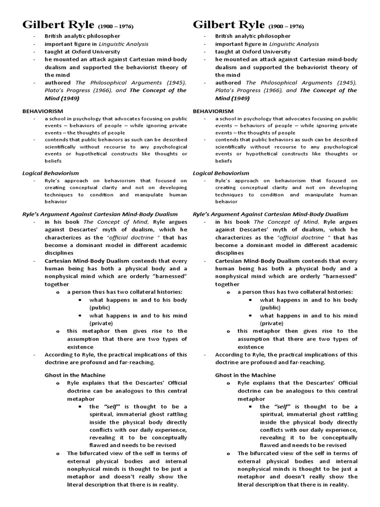 Gilbert Ryle Gilbert Ryle | Download Free PDF | Behaviorism | Mind