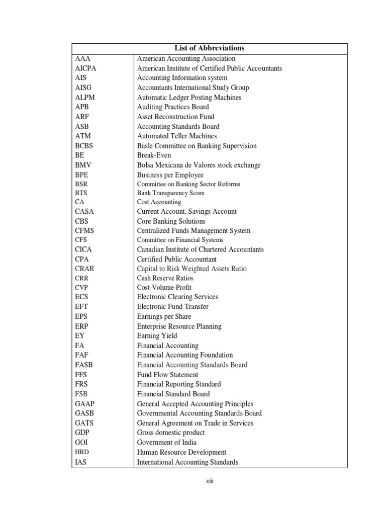 List of Accounting Abbreviations | PDF | Financial Accounting Standards ...