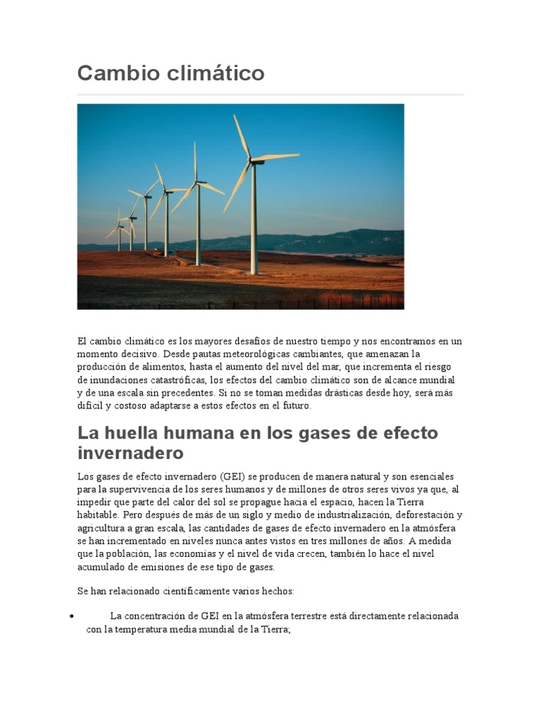 Efectos del Cambio Climático Global | PDF | Gases de efecto invernadero ...